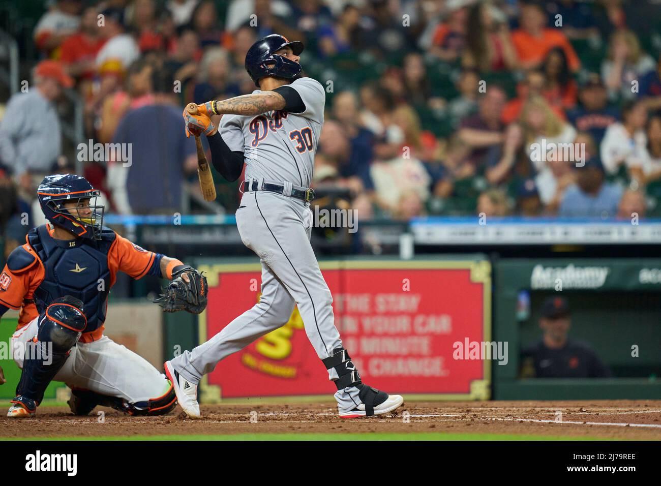 May 6 2022: Detroit first baseman Harold Castro (30) gets a hit during ...
