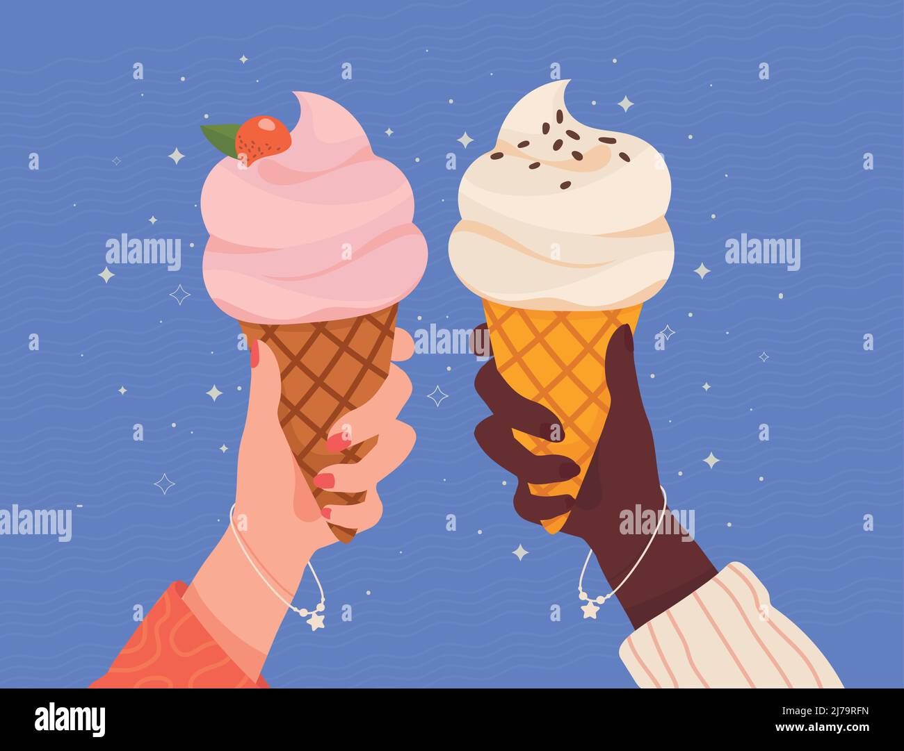 Hands ice cream Stock Vector Images - Alamy
