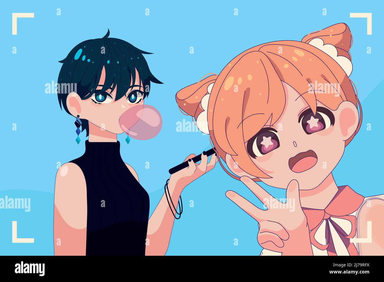 Selfie anime girl Stock Vector Images - Alamy