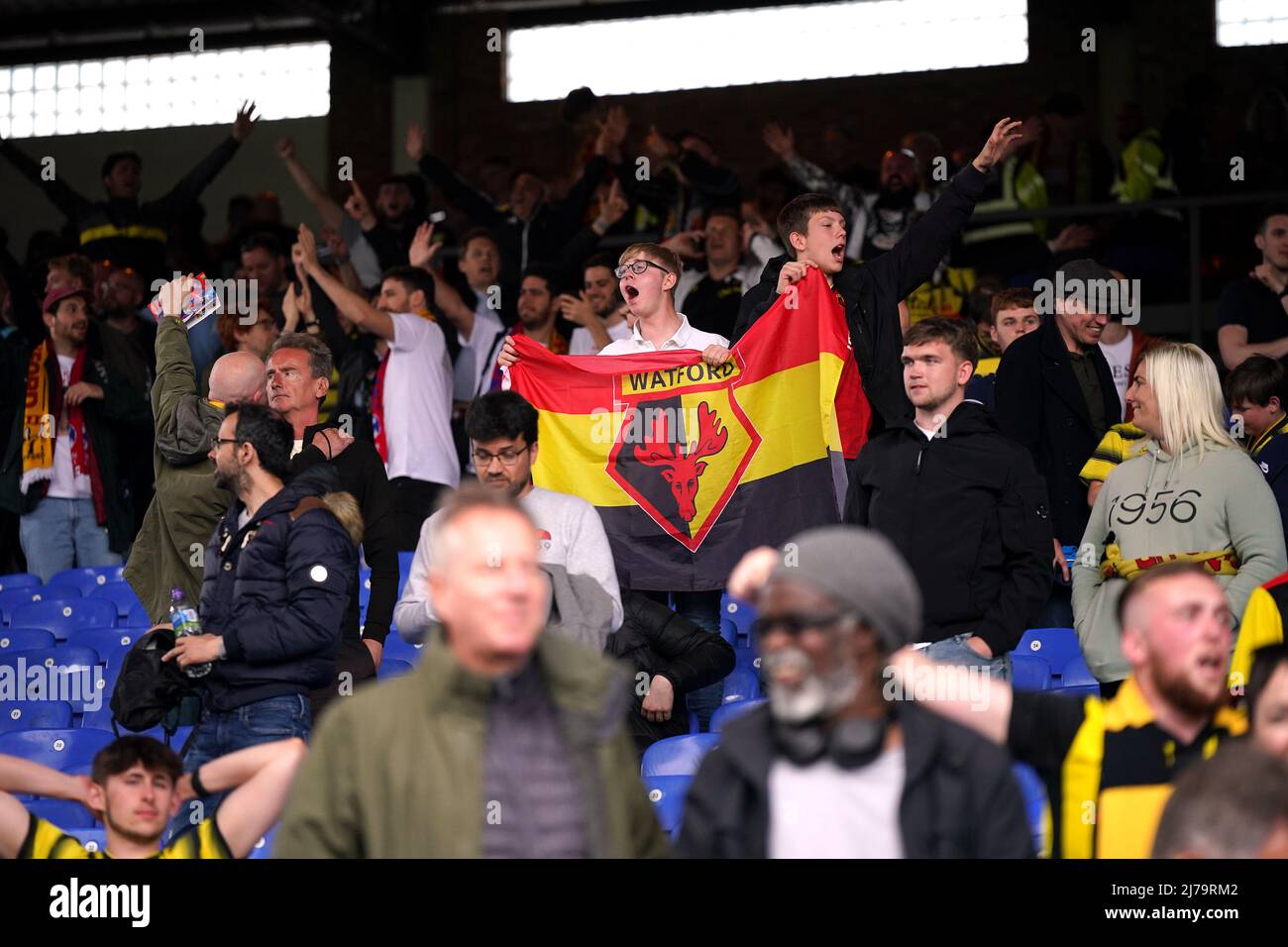 Watford fans after the Premier League match at Selhurst Park, London ...