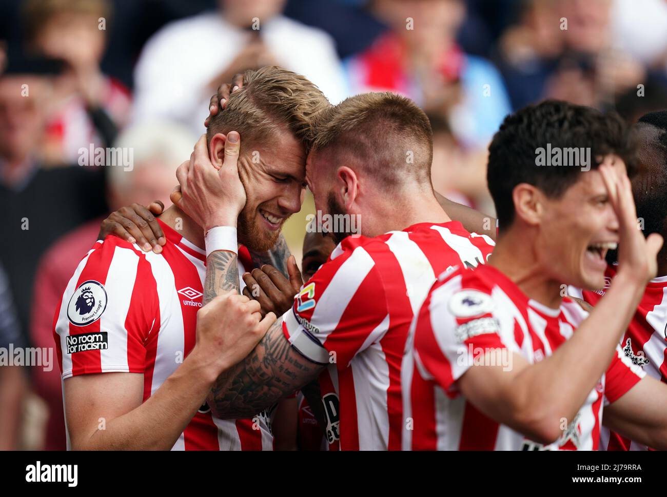 Brentford's Kristoffer Ajer celebrates scoring his sides third goal ...