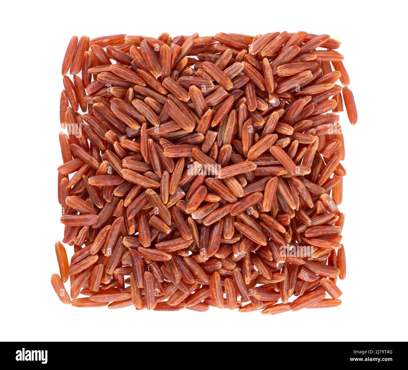 Red rice isolated on white background. Whole grain raw brown rice. Top ...