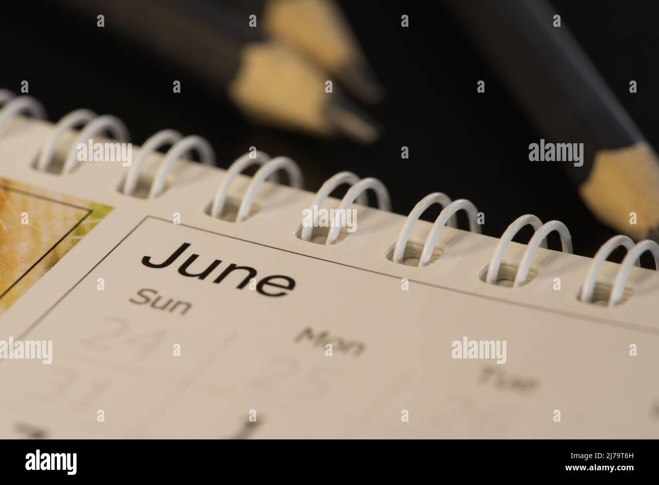 June month calendar. Macro close up Stock Photo - Alamy
