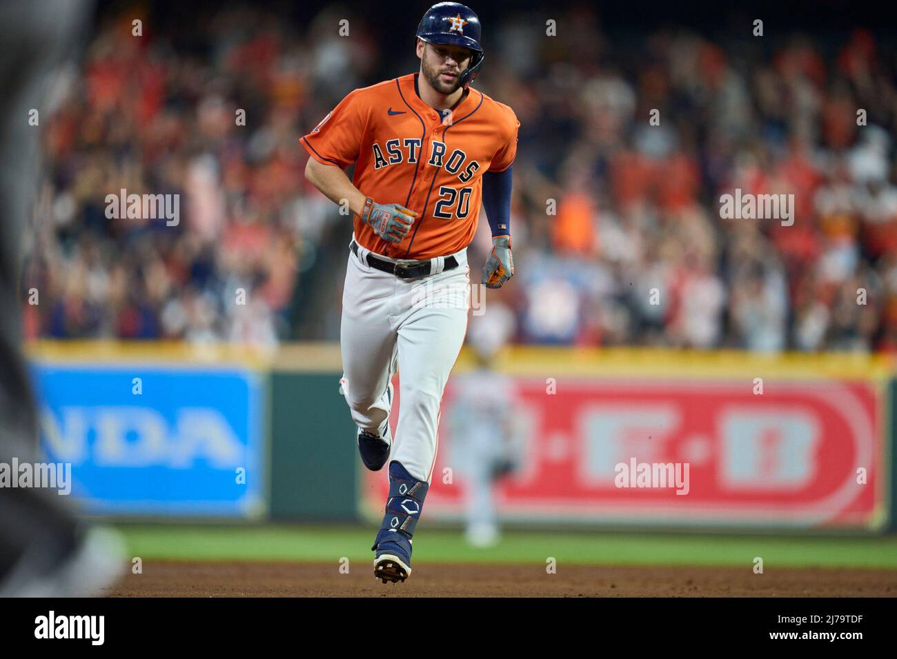 May 6 2022: Houston center fielder Chas McCormick (20) hits a homer ...
