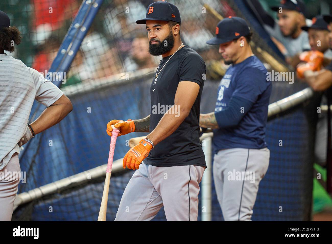 May 6 2022: Detroit left fielder Will Castro (9) during pre game with ...