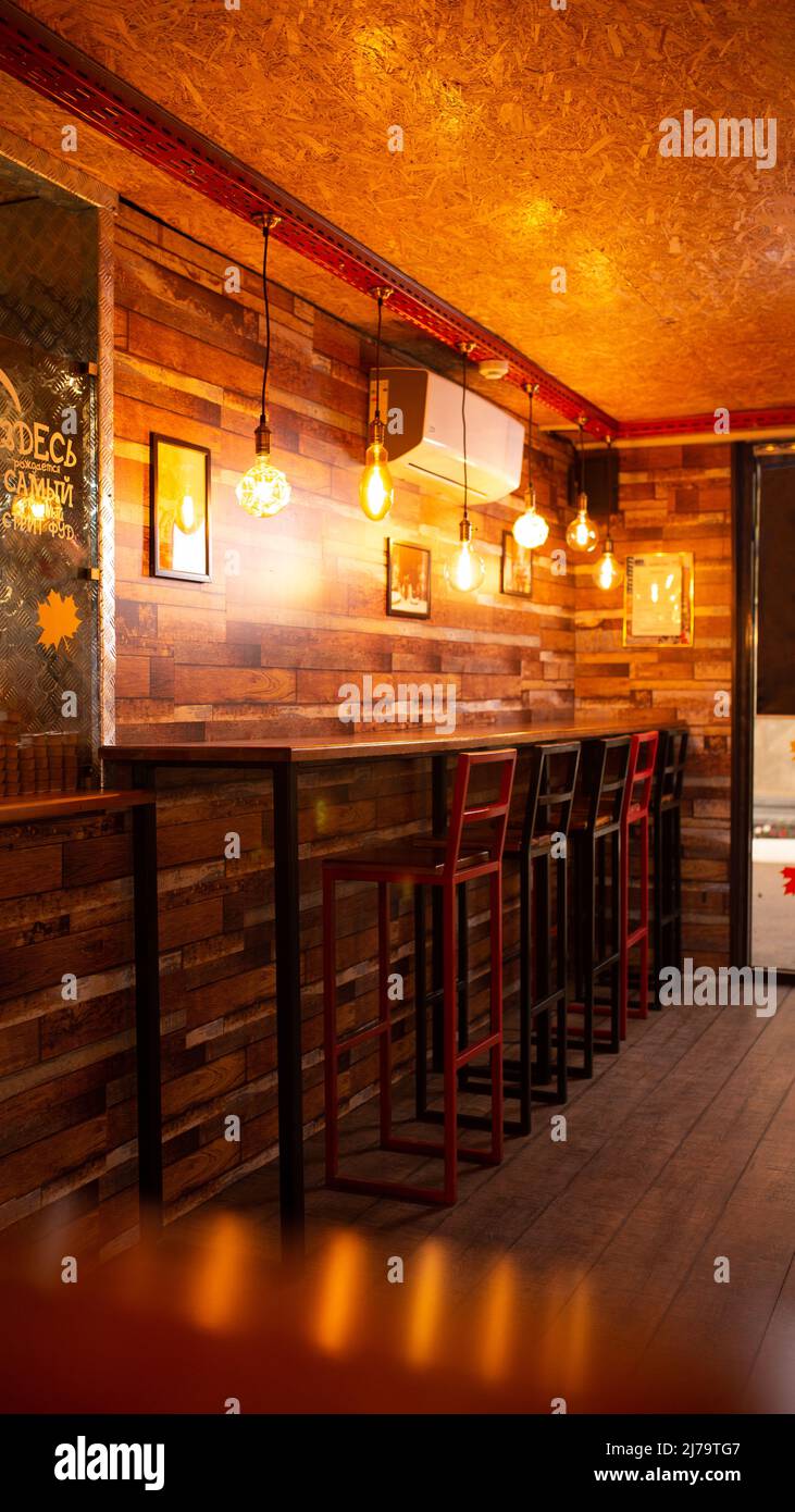 interior of a road cafe fast food snack on the road Stock Photo - Alamy