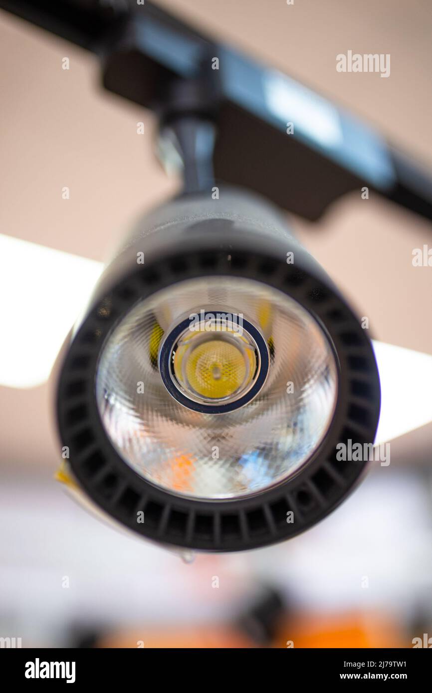 black lamp with LEDs close-up. lighting element Stock Photo - Alamy