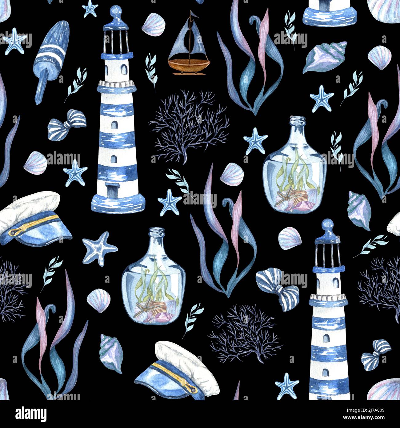 Seamless pattern with gold anchor, coins and chains for fabric design ...