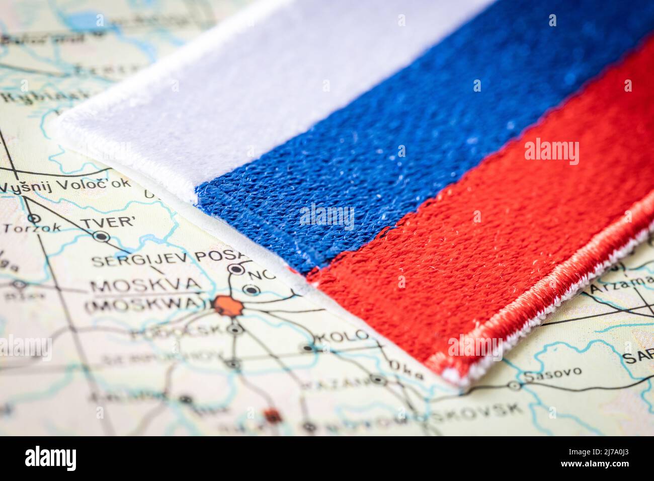 Russian flag on the map Stock Photo - Alamy