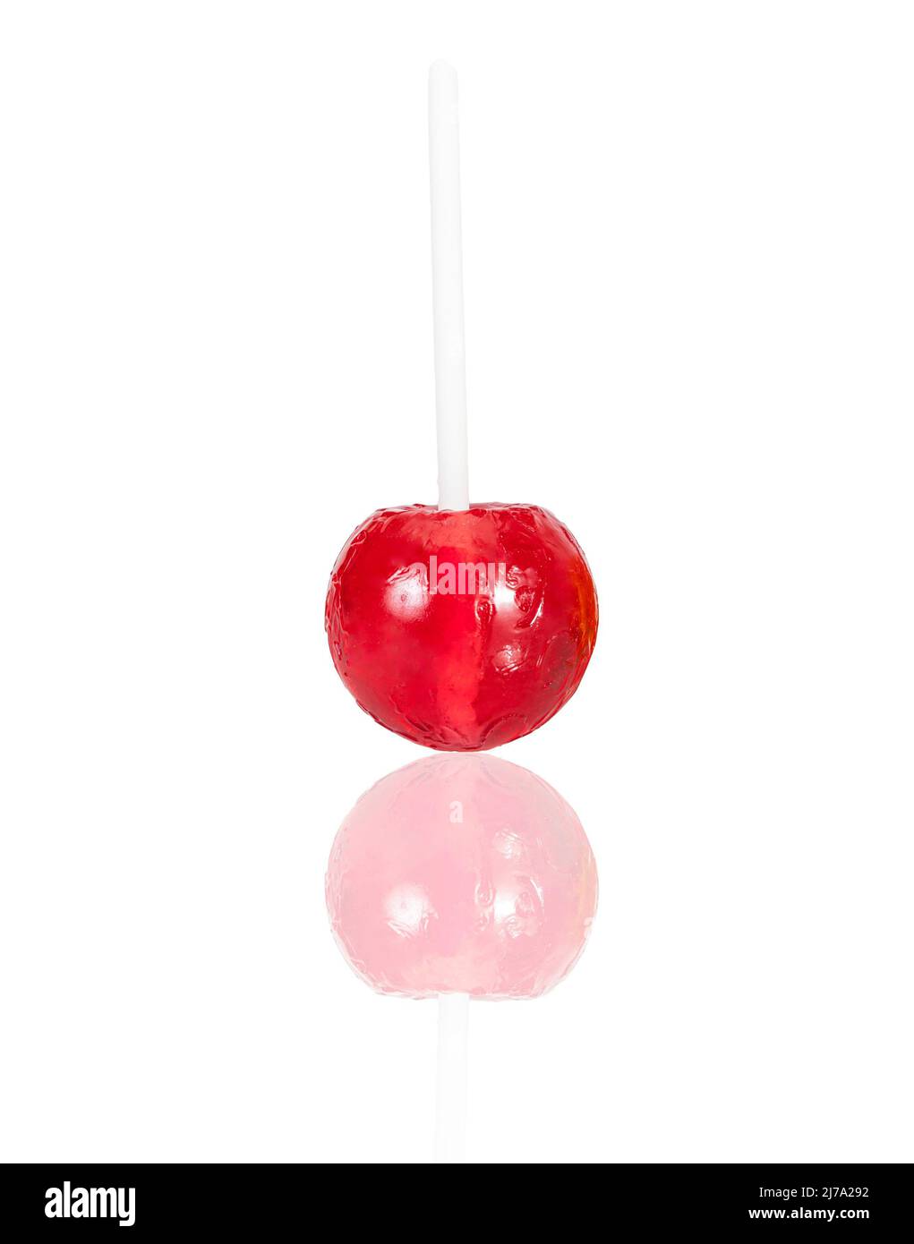 A Red lolly pop candy on white with reflection Stock Photo - Alamy