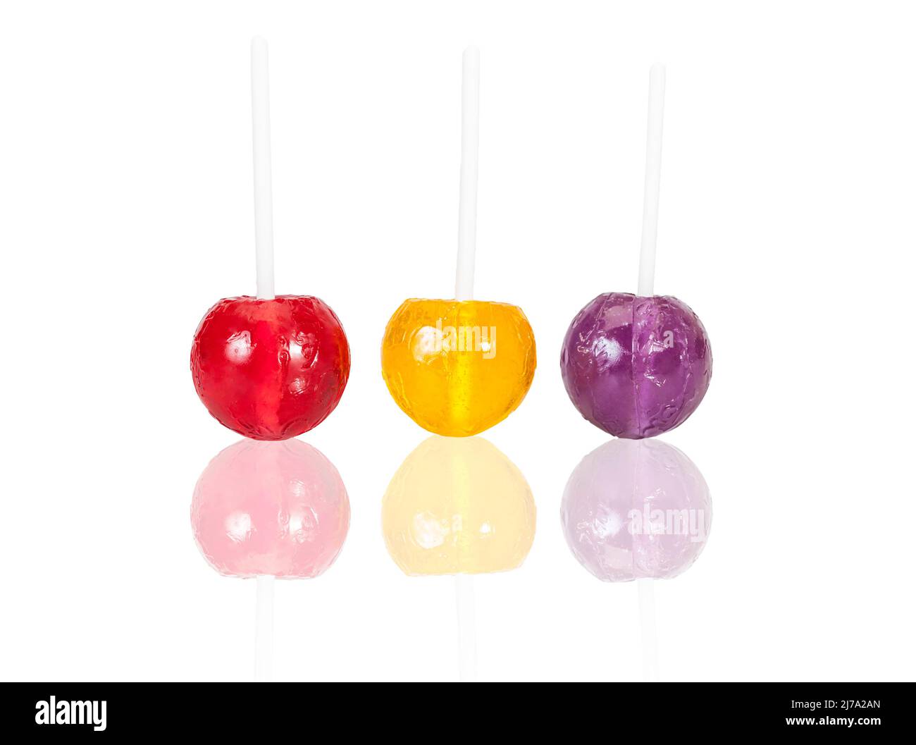 colorful loll pop candies on white background with reflection Stock ...