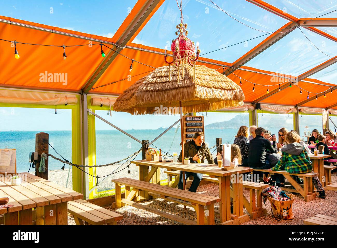 seaside cafe in Devon Stock Photo - Alamy