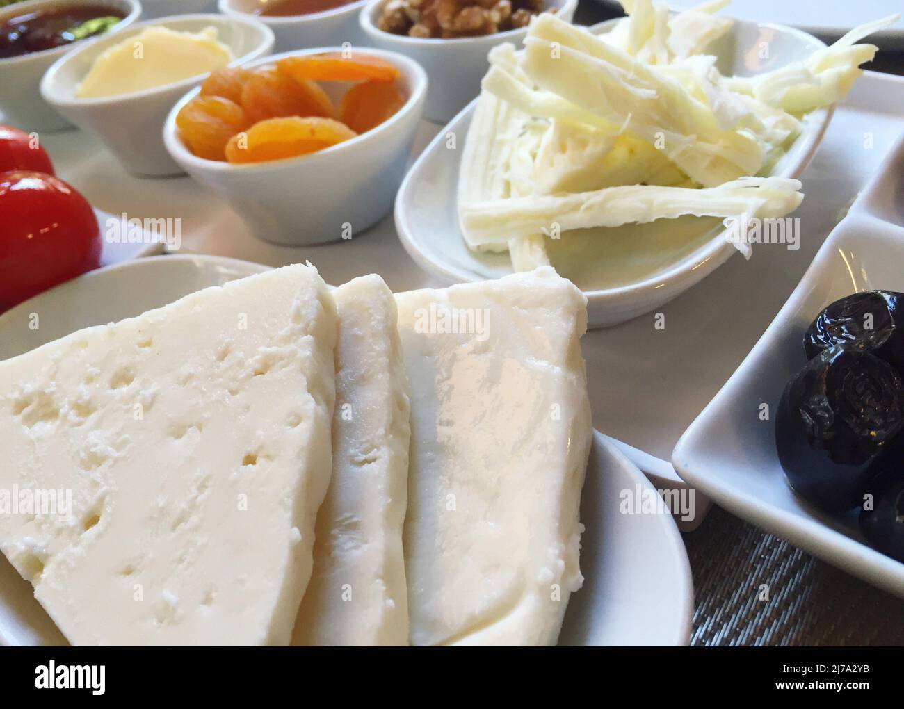 Traditional Turkish breakfast served on table Stock Photo - Alamy