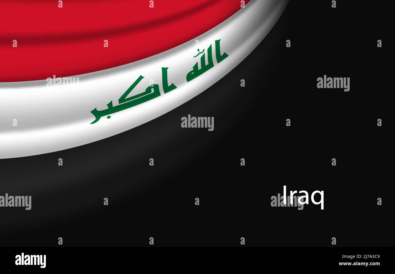 Wave flag of Iraq on dark background. Banner or ribbon vector template ...