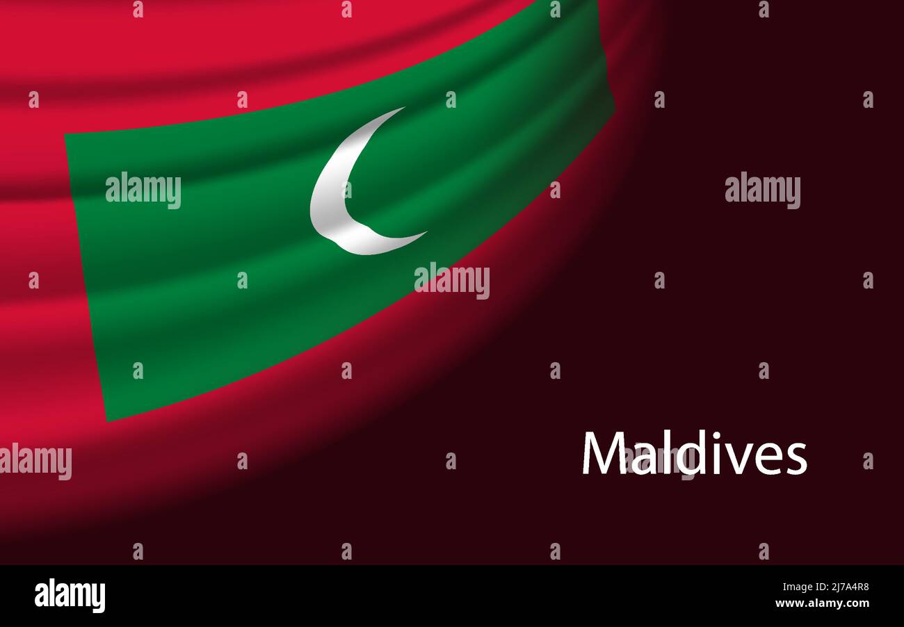 Wave flag of Maldives on dark background. Banner or ribbon vector ...