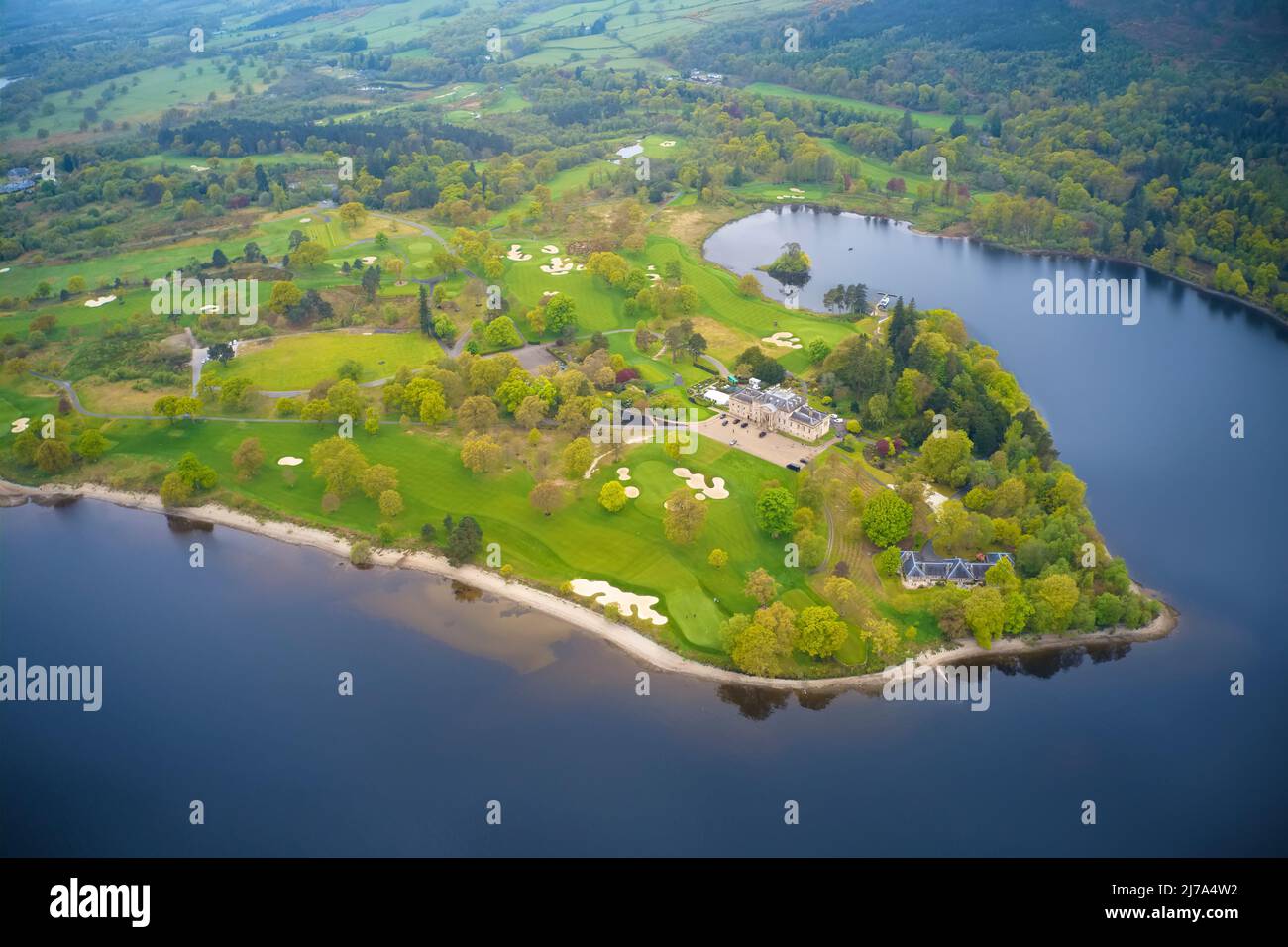 Loch Lomond golf course aerial view Scotland Stock Photo - Alamy