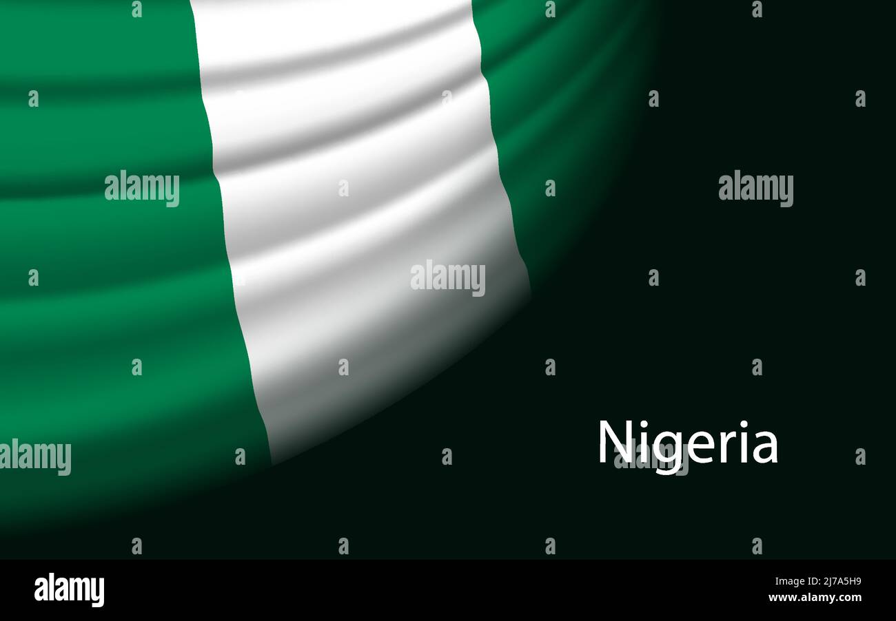 Wave flag of Nigeria on dark background. Banner or ribbon vector ...