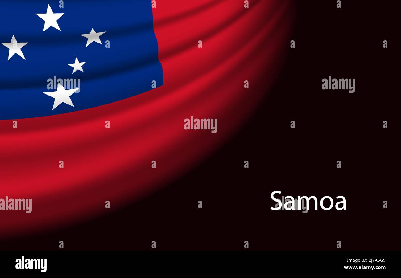 Wave flag of Samoa on dark background. Banner or ribbon vector template ...