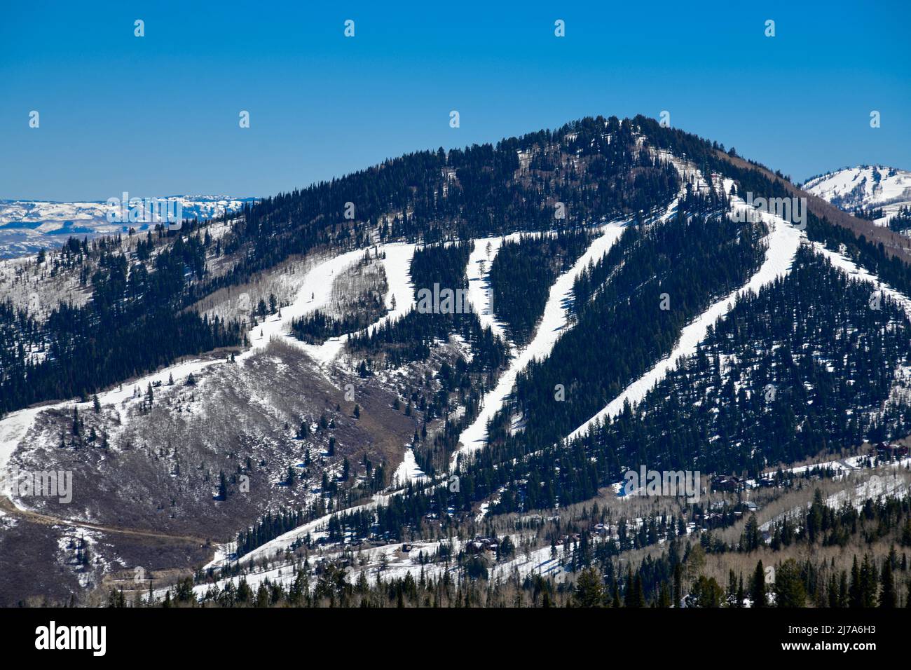 Amazing landscape at Park City Canyons Ski Area in Utah. Late spring ...