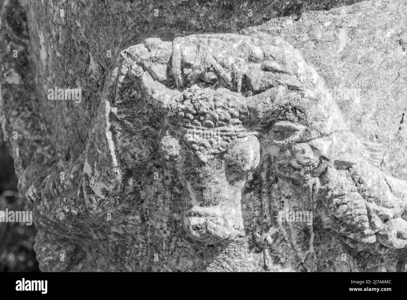Carvings on the stonework of ancient Knidos/Cnidos in Turkey Stock ...