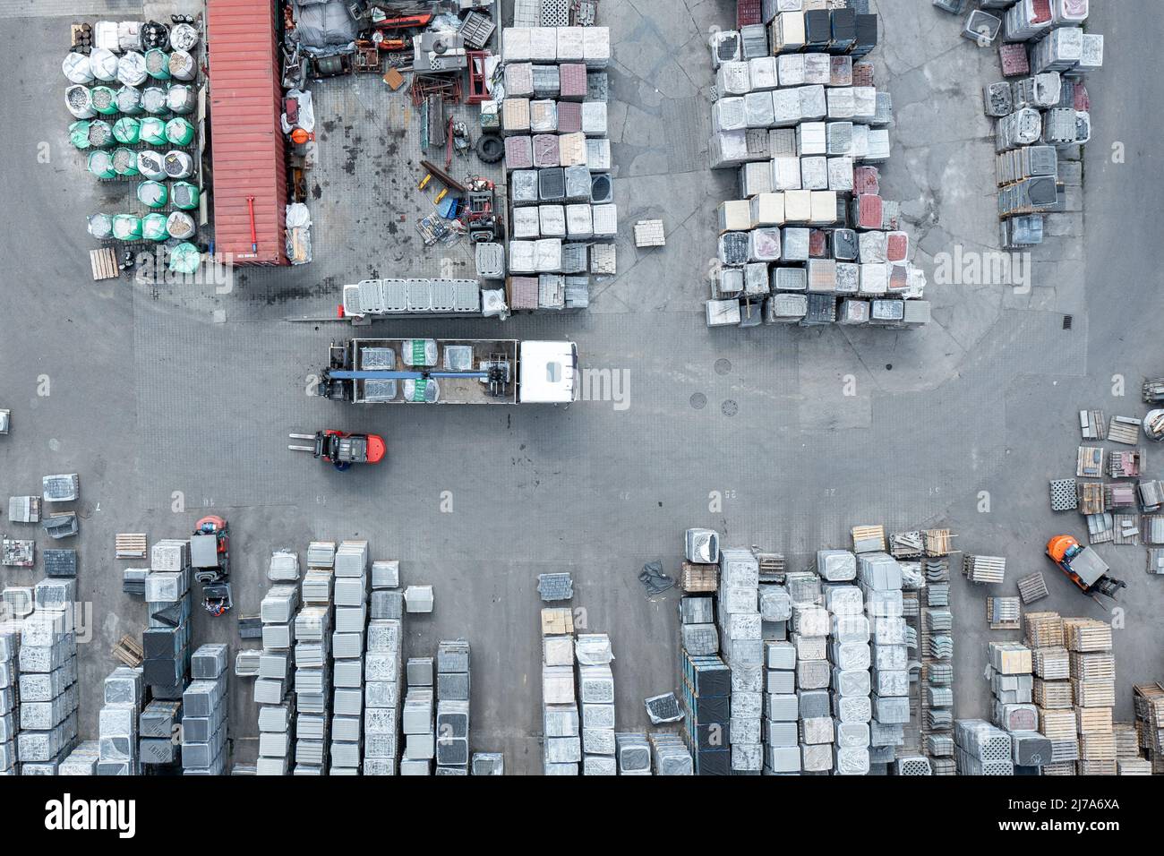 Industrial Storage Place from Above. Aerial View Stock Photo - Alamy