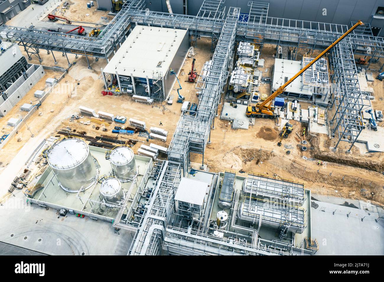 Factory Oil and Gas Refinery. Modern Fuel Energy Factory. Aerial Top ...