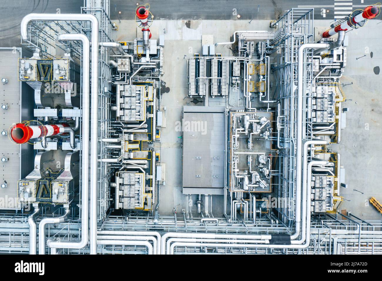 Factory Oil and Gas Refinery. Modern Fuel Energy Factory. Aerial Top ...