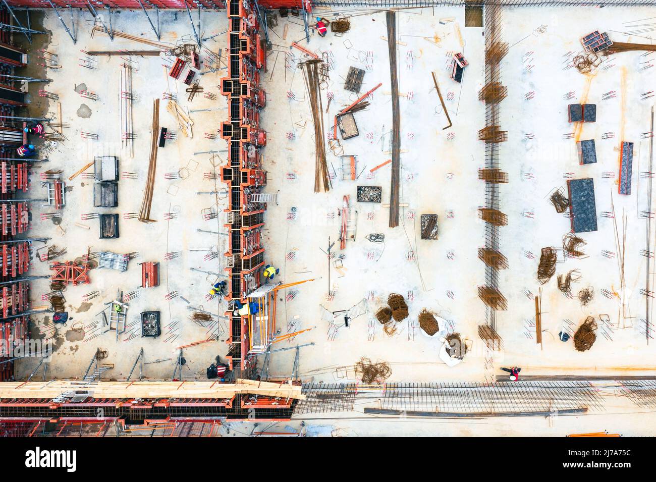 Factory Building. Aerial Industrial Construction Site with Crane and ...