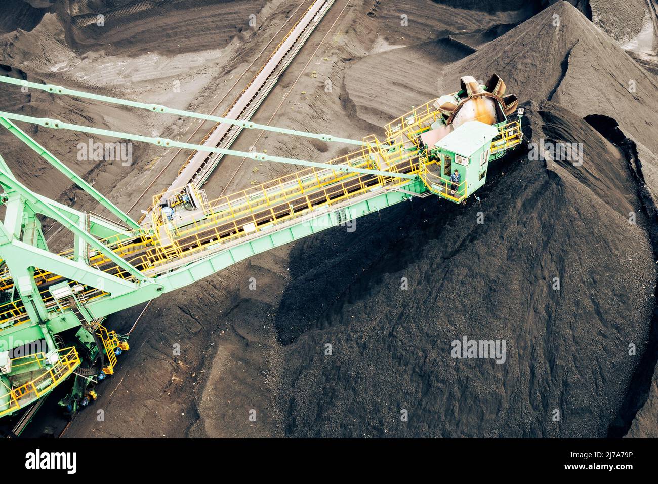 Coal Mine Aerial View. Extractive industry for black coal, top view ...