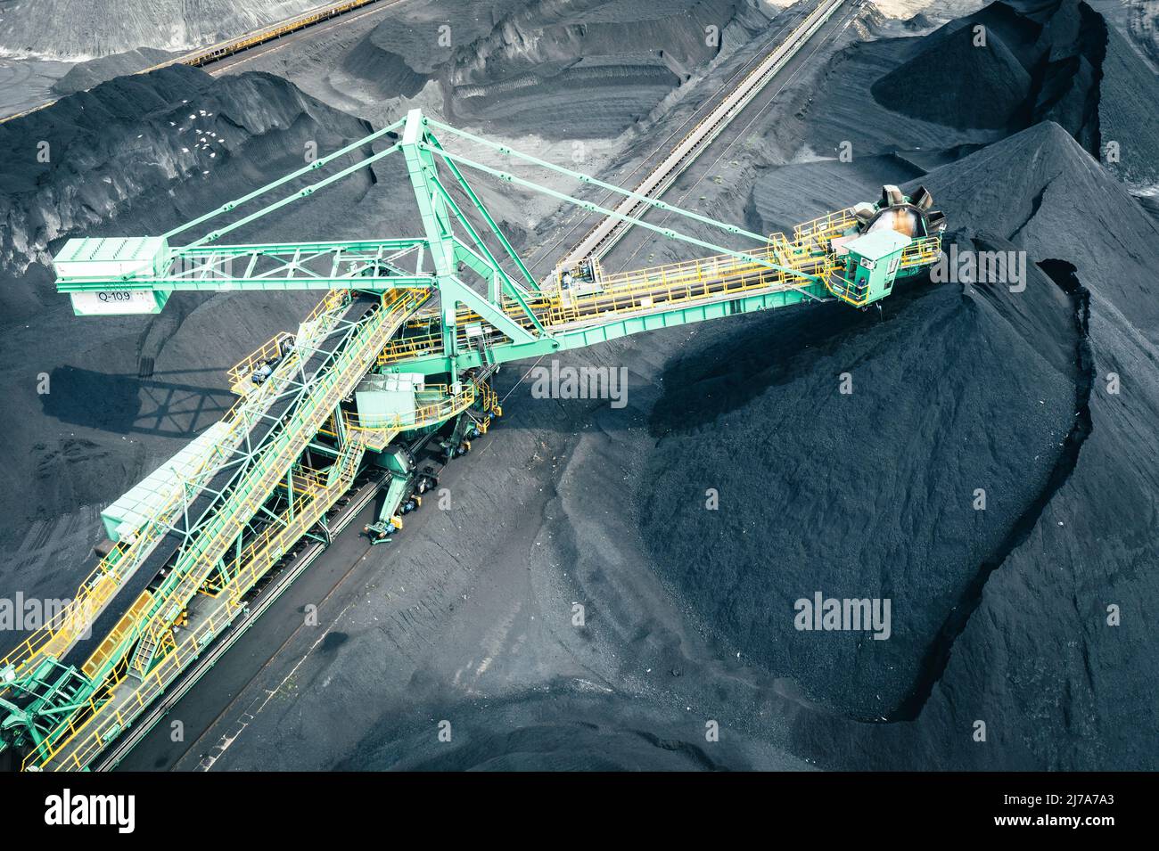 Coal Mine Aerial View. Extractive industry for black coal, top view ...