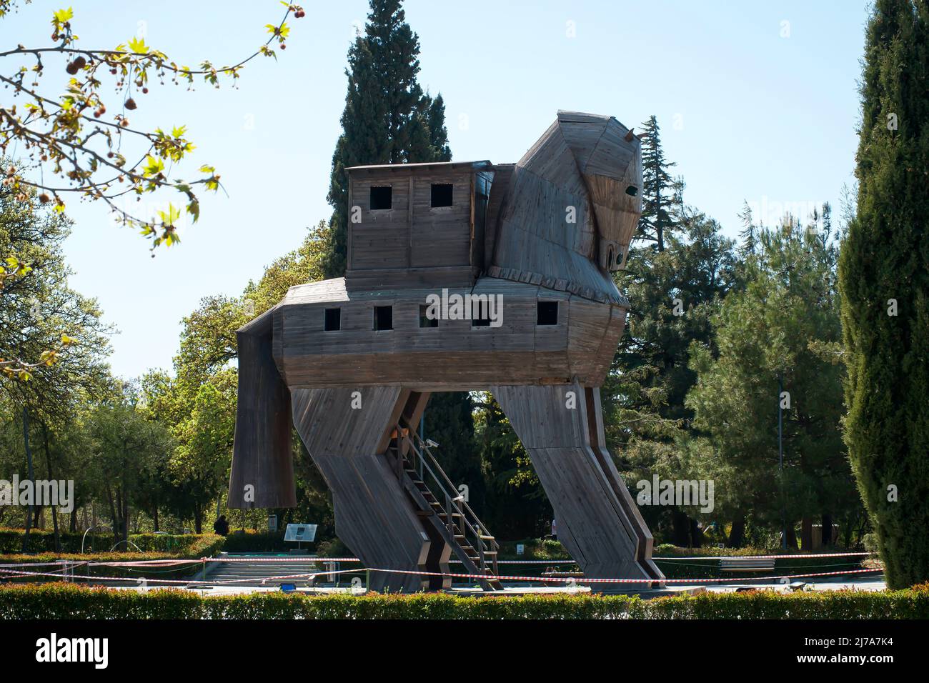 Huge wooden Trojan horse at the outdoor museum in Canakkale, Turkey ...