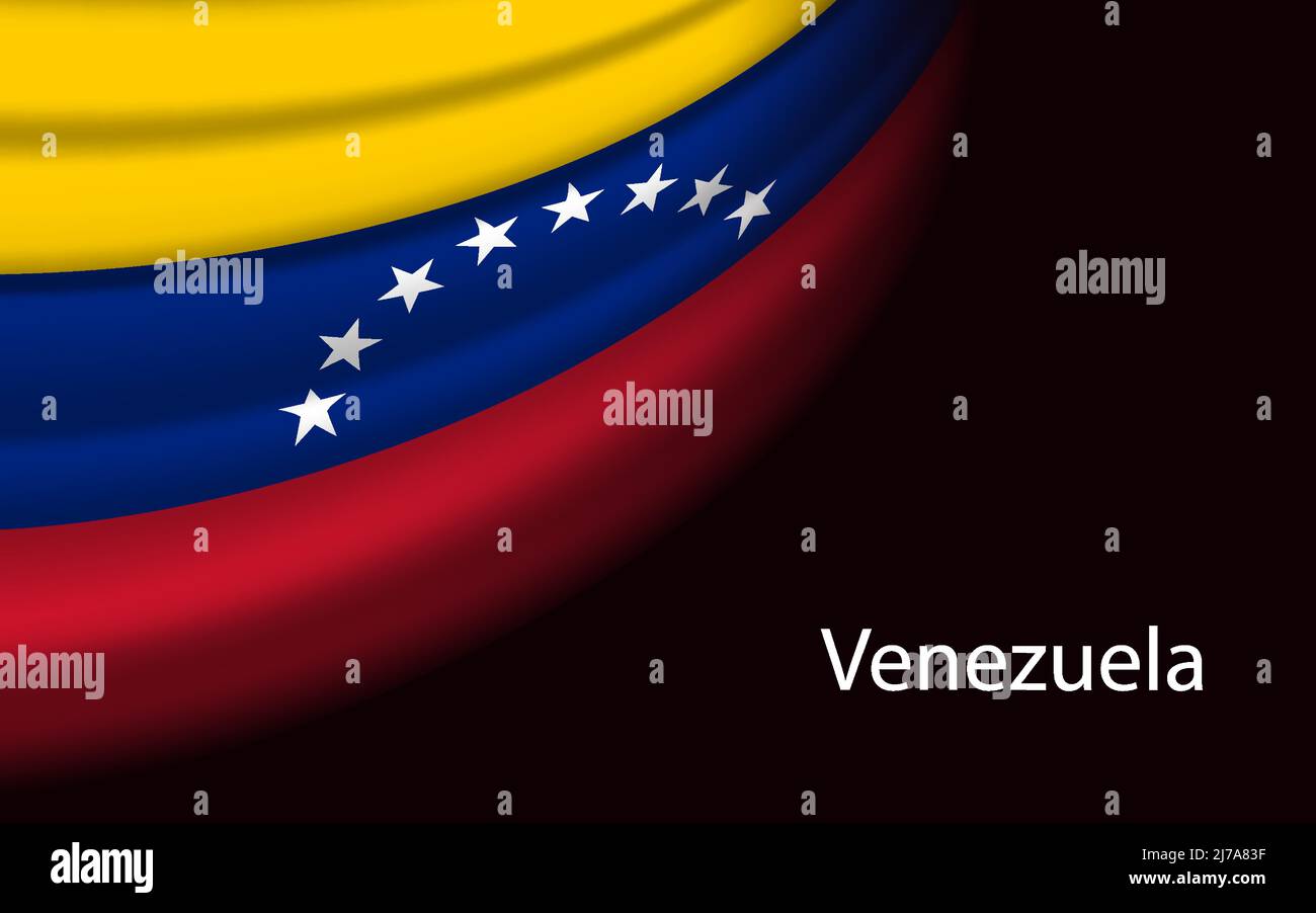 Wave flag of Venezuela on dark background. Banner or ribbon vector ...