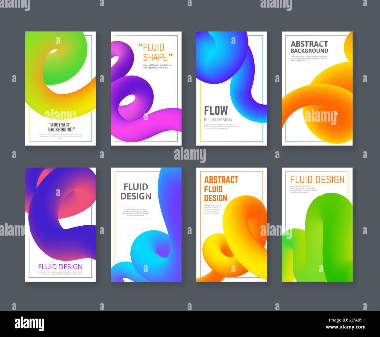 Fluid gradient blend curve. Abstract poster design, creative colorful blends curved line on ...