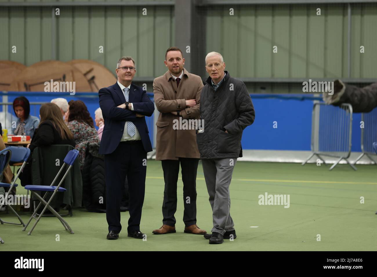 (Left-right) DUP leader Sir Jeffrey Donaldson with party colleagues ...