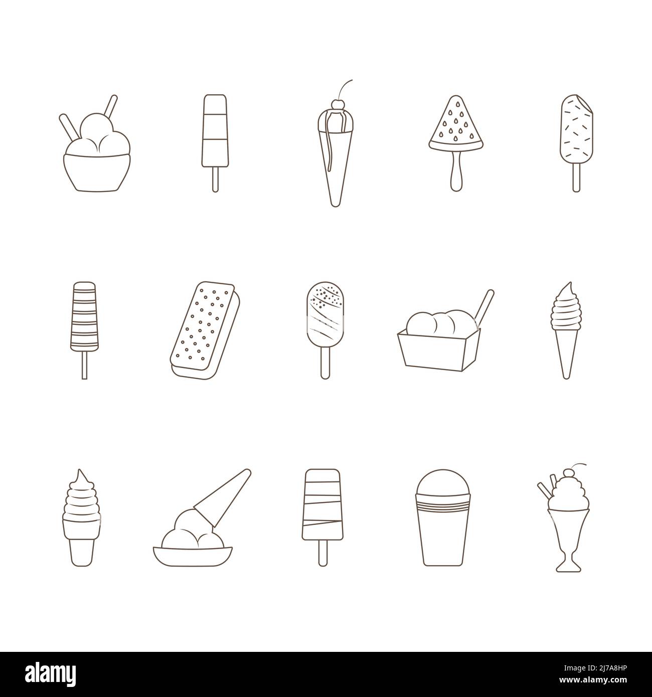 Set of line icons of ice cream without color Stock Vector Image & Art ...