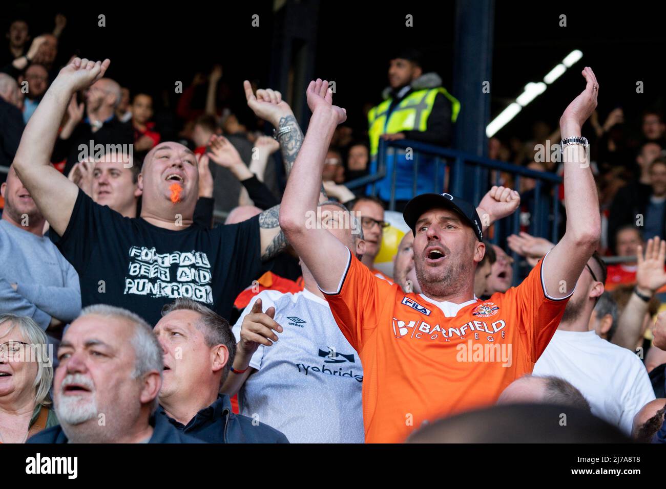 Luton fans celebrate winning the game and reaching the playoffs Stock ...