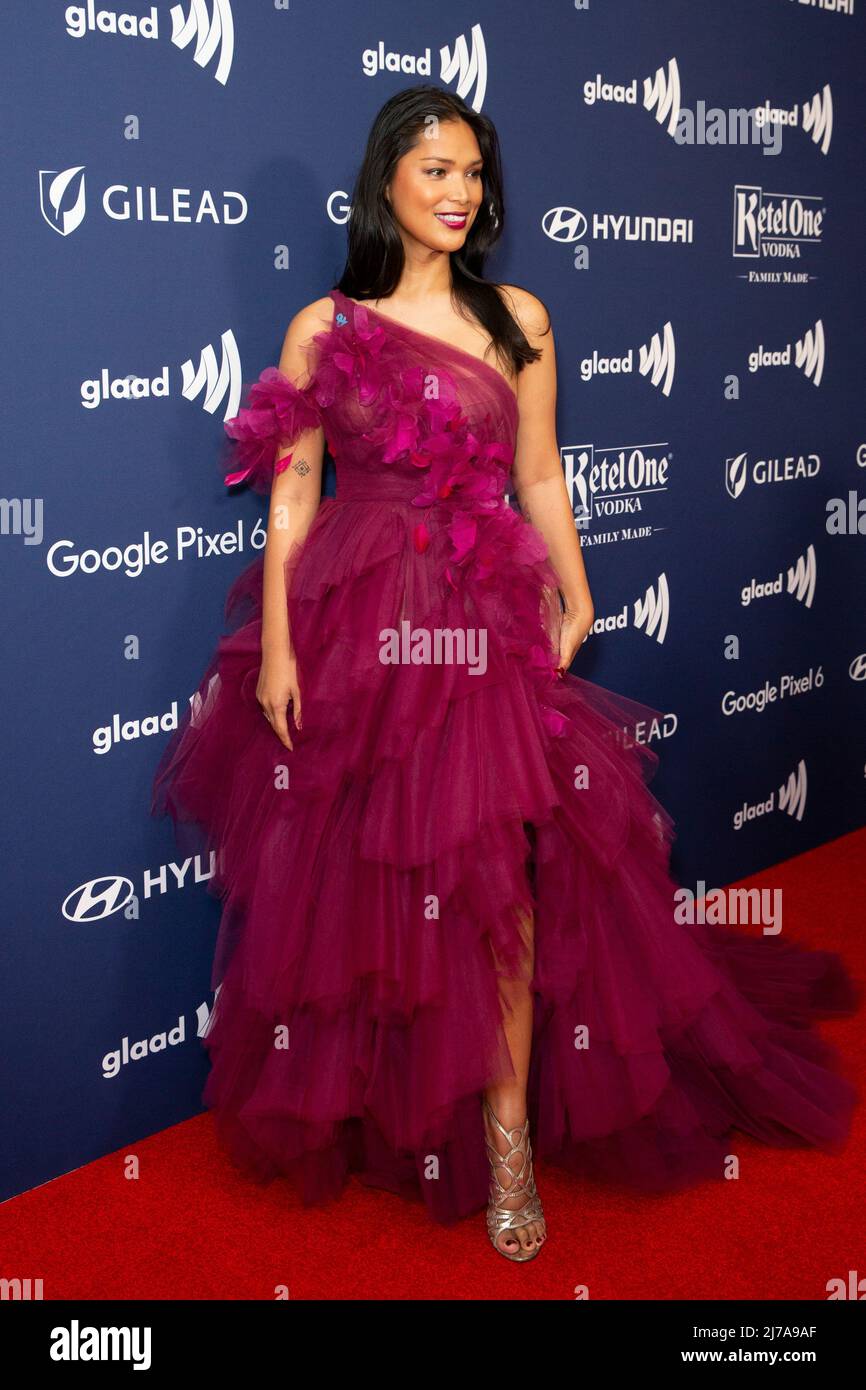 New York, NY - May 6, 2022: Geena Rocero wearing dress by Marchesa ...
