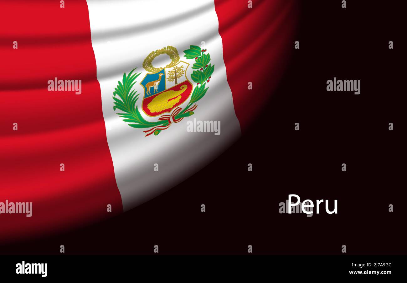 Wave flag of Peru on dark background. Banner or ribbon vector template ...