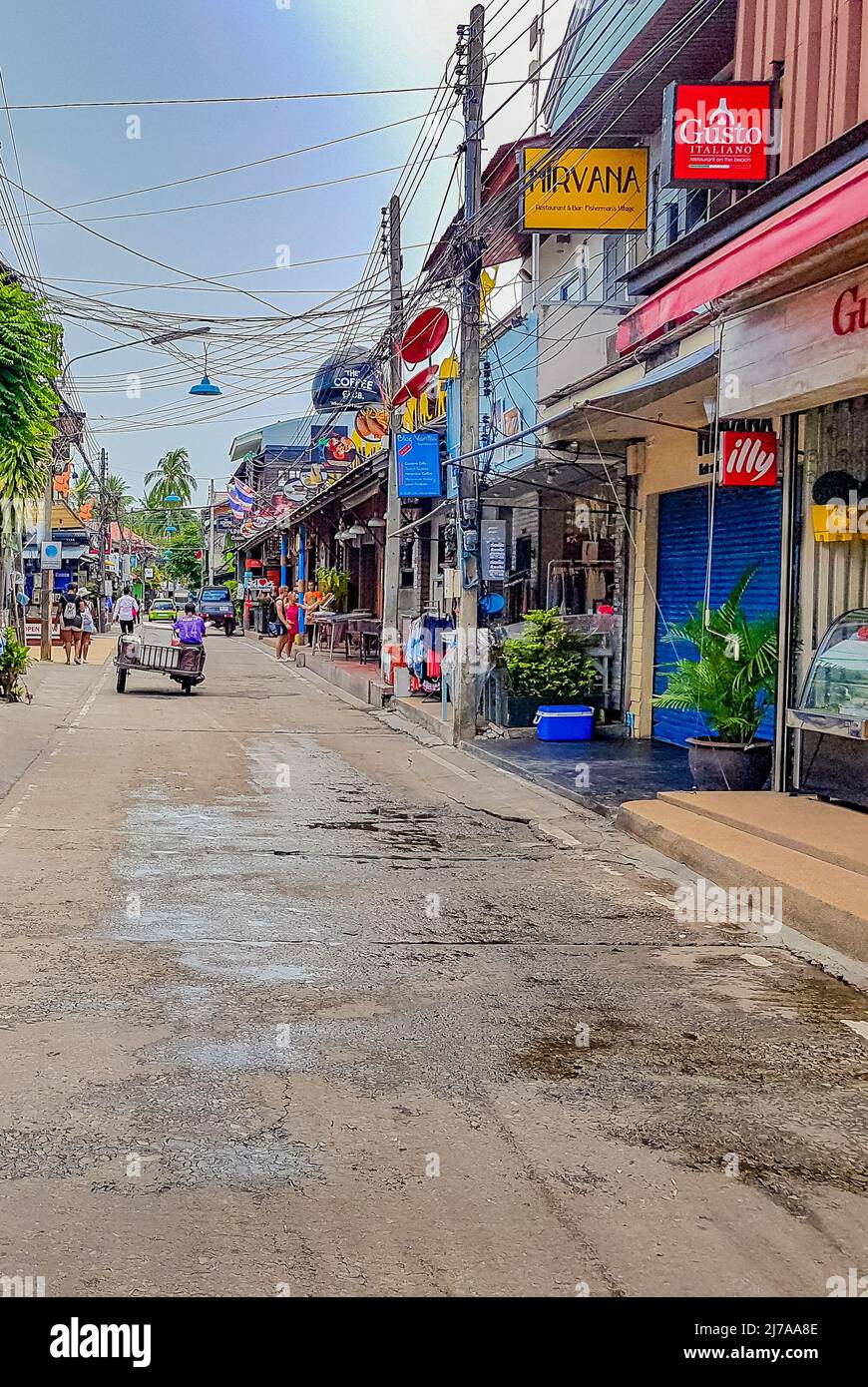 Koh Samui Thailand 25. May 2018 Typical colorful street road with ...