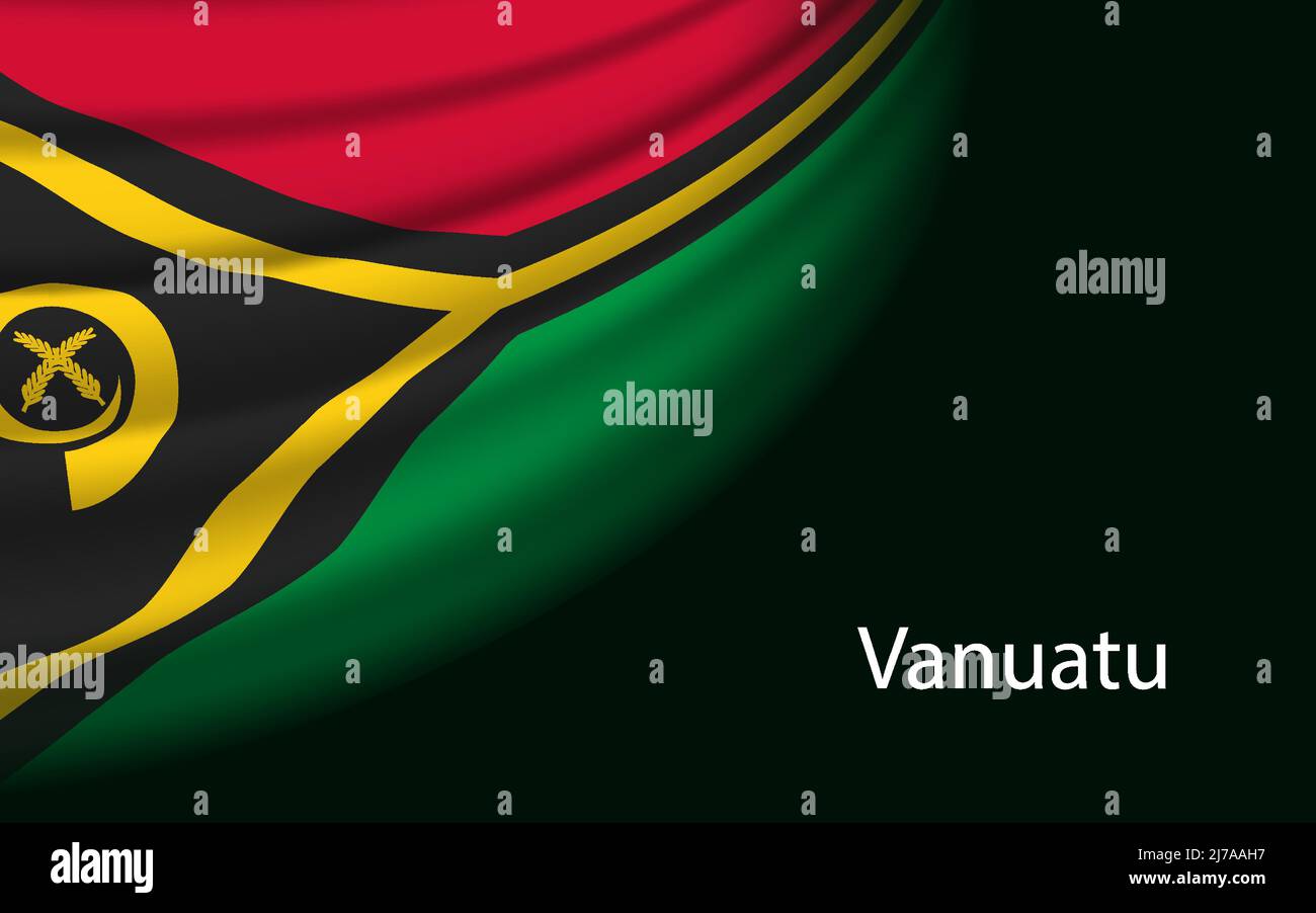 Wave flag of Vanuatu on dark background. Banner or ribbon vector ...