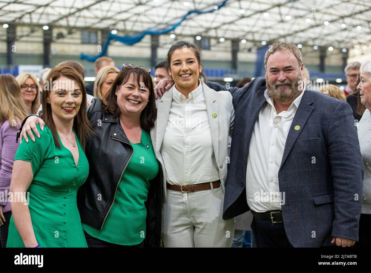 (Left-right) Sinn Fein's Jemma Dolan, Michelle Gildernew, Aine Murphy ...
