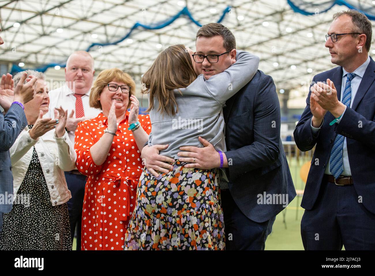 DUP's Deborah Erskine hugs her husband Robert after its announced she ...