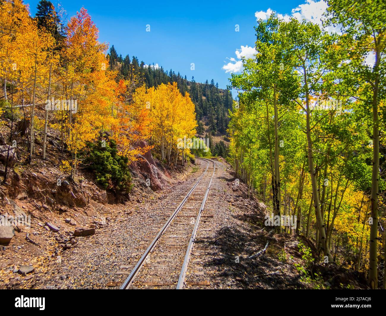 Color view back along narrow gauge track Stock Photo - Alamy