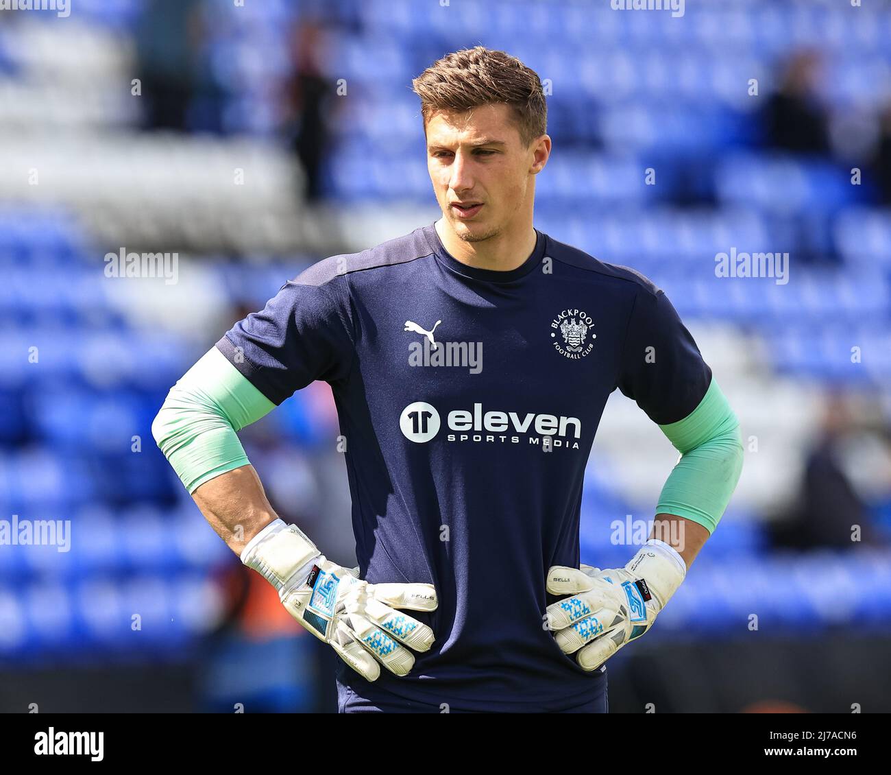 Stuart Moore #13 of Blackpool during the pre-game warmup Stock Photo ...