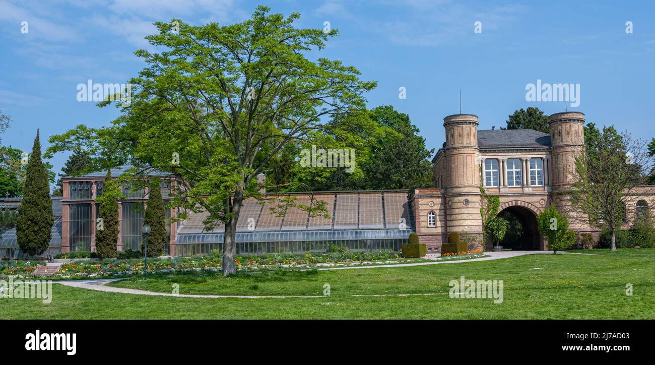 Entrance to the botanical gardens at the castle, Karlsruhe, Baden ...