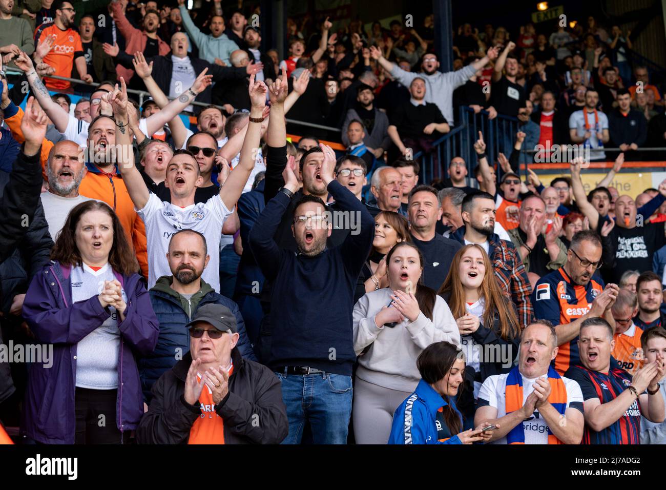 Luton Fans celebrate winning the game 1:0 and making the playoffs Stock ...
