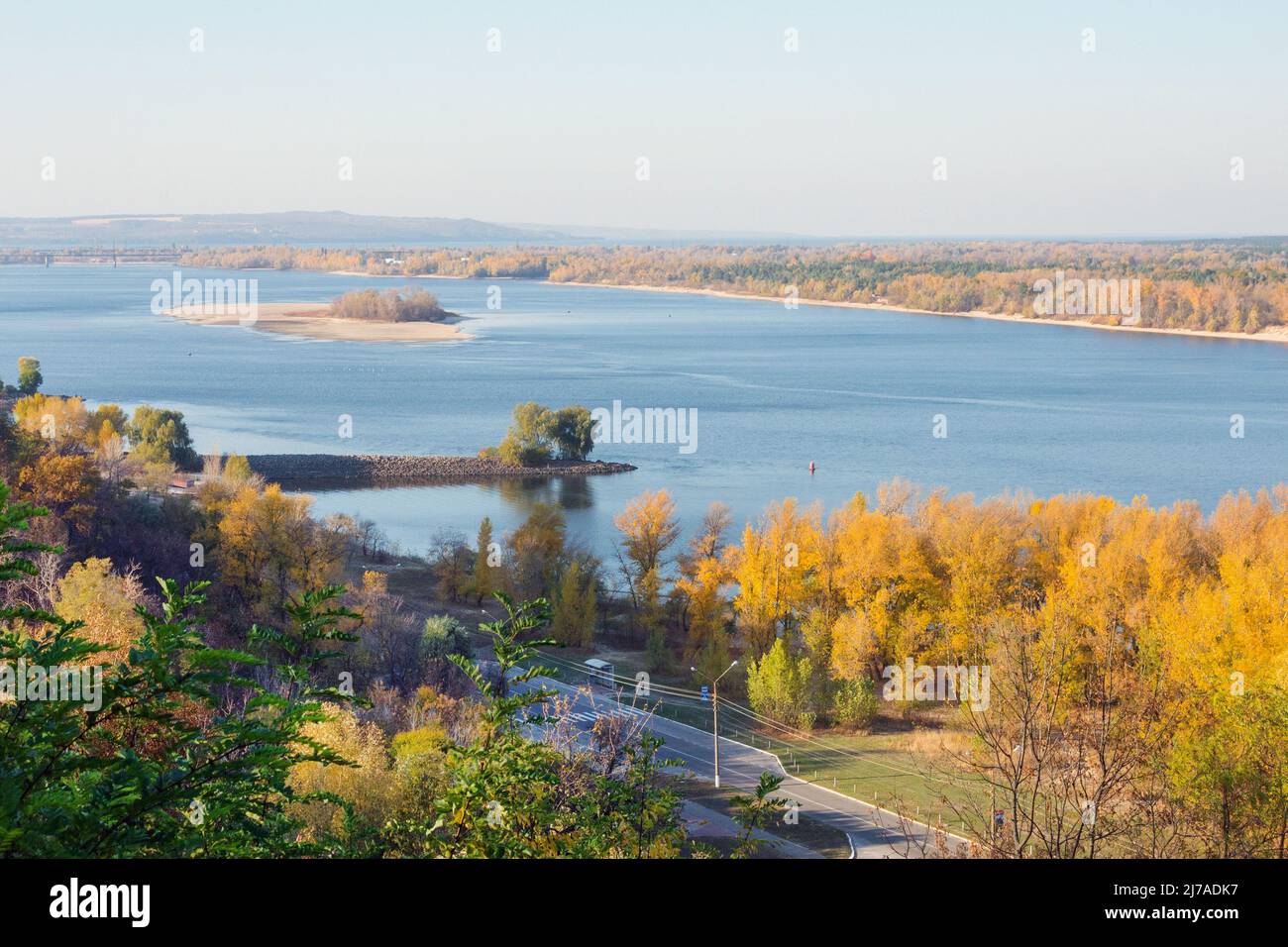 Ukraine before the war. View of the Dnieper, forest and bridges in ...