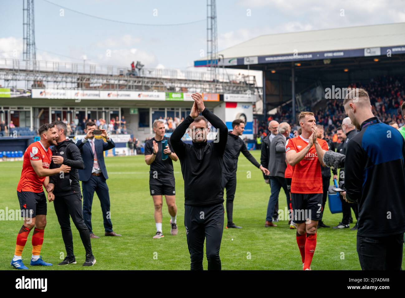 Nathan Jones manager of Luton Town thanks the fans for their support as ...