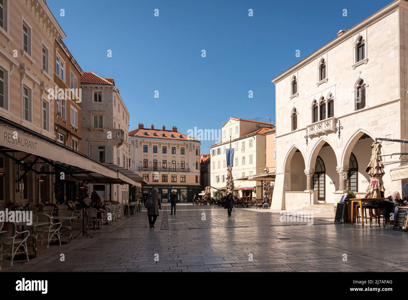 View of the People's Square in the Diocletian's Palace in Split ...