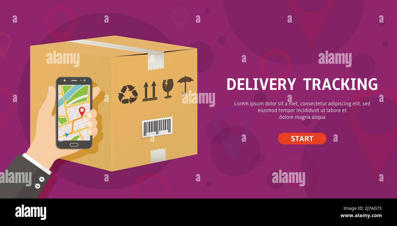 Design concept of order delivery tracking using mobile device vector ...
